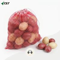 China 58*87cm Red White Color Pp Leno Mesh Bag For Potato Onion Vagetable Fruit Packing for sale