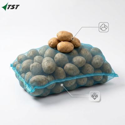China Whole Sale 25kg 50kg PE Leno Mesh Bag For Garlic Seafood Storage for sale