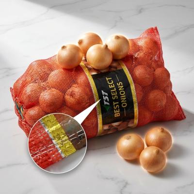 China Red Color Custom Logo Pp Leno Onion Packaging Bags Vegetable Fruit Packing for sale