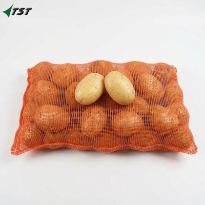 China Custom Size Orange Color Pp Mesh Bag For Vegetable Fruit Seafood Packing for sale