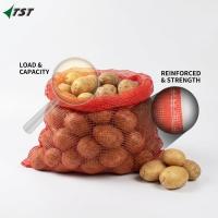China 20kg 25kg Red Color Custom Logo PP Potato And Onion Sacks Leno Mesh Bag for sale