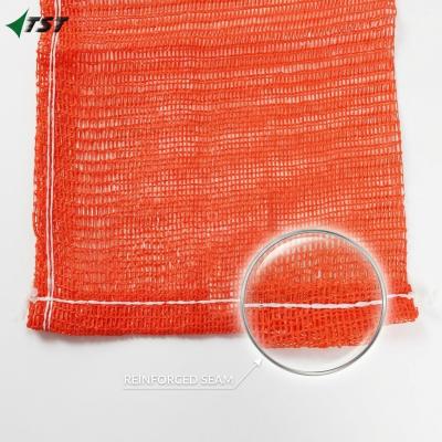 China 5kg 10kg Orange Color Pp Leno Mesh Bag For Onion Patato Packing Customized Logo for sale