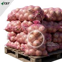 China 100% New Material Pink Color Pp Polypropylene Leno Bags / Onion Packaging Bags for sale