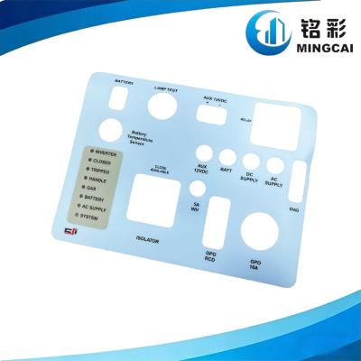 China Custom Silk Screen Printed Membrane Overlay with Die-Cut Shapes and 3M Adhesive Backing for Equipment Control Panels for sale