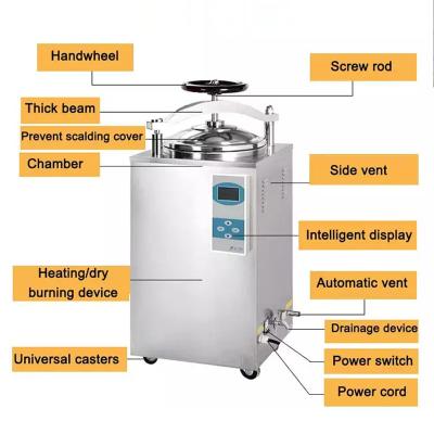 China Hand Wheel Digital Display Vertical Autoclave 35L 50L 75L 100L 150L Liter For Mushroom Canned Food Retort Sterilizer for sale