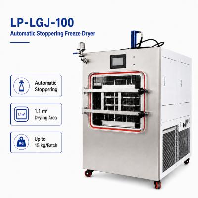 China 1.1M2 Automatic Hydraulic Stoppering Vacuum Freeze Dryer with Oil Heating for Vials for sale