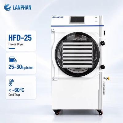 China LANPHAN HFD-25 Commercial Freeze Dryer 25-30kg per Batch Vacuum Lyophilizer with 2.5m² Tray Space and Stainless Steel Construction for sale