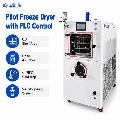 China 0.3m² Pilot Freeze Dryer with 4kg/Batch Capacity and Stainless Steel Construction for Pharmaceutical Lyophilization for sale