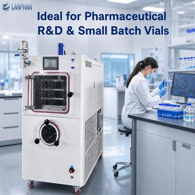 China Pharmaceutical Pilot Lyophilizer 0.3m² Laboratory Freeze Dryer with PLC Touchscreen and Silicone Oil Circulation for sale