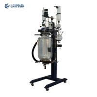China 50 Liter Ptfe Chemical Double Jacketed Glass Reactor Crystallization Lab Lifting for sale