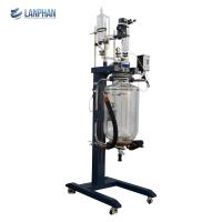 China 50 Liter Ptfe Chemical Double Jacketed Glass Reactor Crystallization Lab Lifting for sale