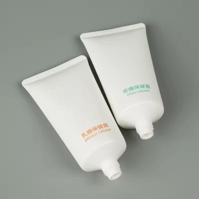 China 50ML White Plastic Cosmetic Tube with Bamboo Lid for Pain Cream Packaging - Custom Colors Available for sale