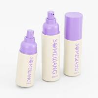 China PET Flat Shoulder Bottle 50ML Purple Body Lotion Container with Round Bottom Design for sale