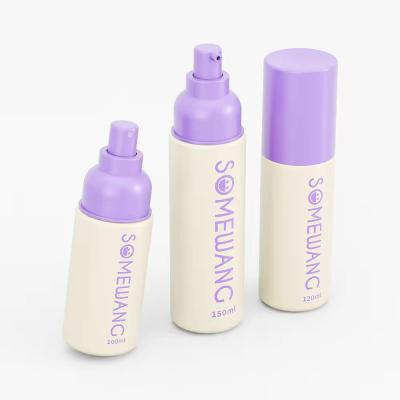 China PET Flat Shoulder Bottle 50ML Purple Body Lotion Container with Round Bottom Design for sale