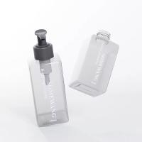 China Transparent PET Pump Bottle Square Empty Shampoo Containers 50ML Capacity Luxury Design Custom Colors for sale