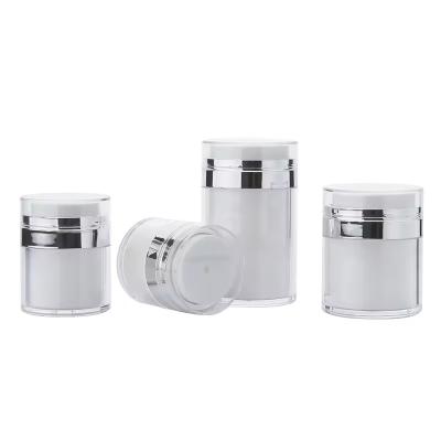 China Frosted Airless Pump Jar White Vacuum Cream Jar Round For Moisturizer Cream for sale