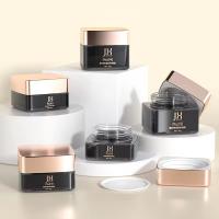 China 30ml Frosted Cream Jar Matte Black Cosmetic Glass Jar Leak Proof With Lids for sale