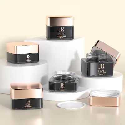 China 30ml Frosted Cream Jar Matte Black Cosmetic Glass Jar Leak Proof With Lids for sale