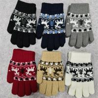 China Winter Jacquard Knit Gloves with Touchscreen & Anti-Slip Features - Unisex Acrylic/Wool Blend for Outdoor Activities for sale