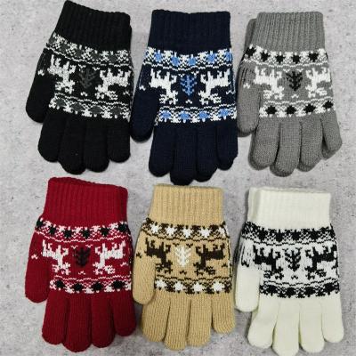 China Winter Jacquard Knit Gloves with Touchscreen & Anti-Slip Features - Unisex Acrylic/Wool Blend for Outdoor Activities for sale