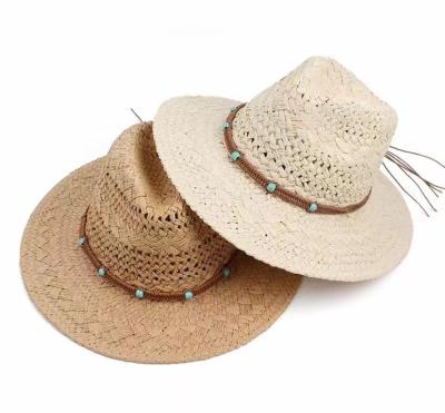 China Natural Straw Women Summer Hat Wide 3 Inch Brim Adjustable Strap Floppy Sun Hat for sale