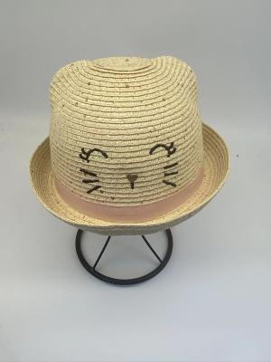 China Womens Summer Straw Sun Hat Wide Brim 3 Inches Floppy with Black Ribbon for sale