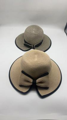 China Women's Natural Straw Floppy Sun Hat with Adjustable Chin Strap 4 Inch Crown for sale
