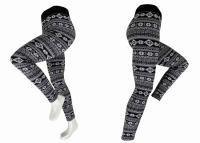 China Women's Fleece Lined Leggings 95% Polyester 5% Spandex - Seamless Thermal Leggings with Snowflake Designs - MOQ 600 Pieces for sale