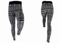 China Women's Fleece Lined Leggings 95% Polyester 5% Spandex - Seamless Thermal Leggings with Snowflake Designs - MOQ 600 Pieces for sale