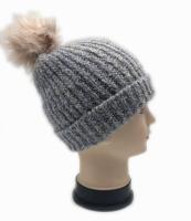 China Melange Color Shinny Yarn Knit Hats with Big Pompom - 100% Acrylic Rib Design, 500 Dozen MOQ for sale