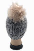 China Melange Color Shinny Yarn Knit Hats with Big Pompom - 100% Acrylic Rib Design, 500 Dozen MOQ for sale