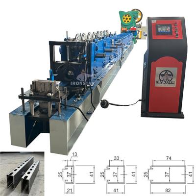 China 2024 New 41*21 / 41*41 / 41*82mm 3 sizes in 1 Solor bracket roll forming machine in Saudi Arabia for sale