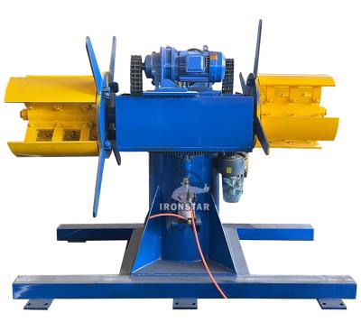 China 5 ton 500mm width double head hydraulic decoiler with car for sale