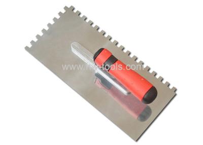 China Plastering trowel with mirror polished tainless steel teeth blade rubber handle HW02222T for sale