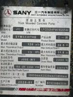 China 2020 SANY 37m Concrete Pump Truck Hino Engine 120 m³/h 36.5m Vertical Reach for sale
