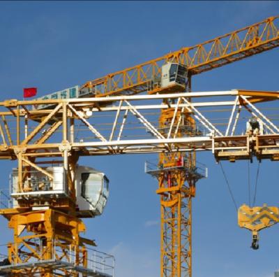 China Used  QTZ80 PT6013-8 Flat Top Tower Crane 60m Jib 8 Ton Lifting Capacity for sale