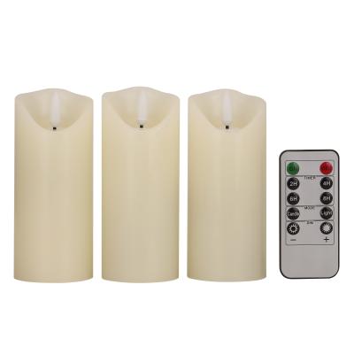 China ABS OEM ODM Ivory White Pillar LED Battery 3D Flame Candle Lightings Halloween Decoration Flameless Candles Real for sale