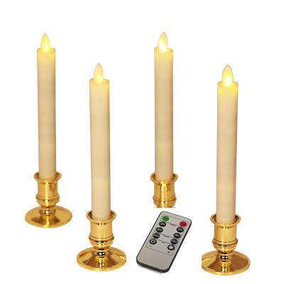 China Smokeless Operated Birthdays Battery Candles Moving Wick Led Long Taper Candle With Remote Control For Birthday Party Decoration for sale