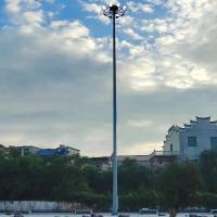 China Floodlight Tower Hot Dip Galvanized Steel High Mast Lighting Tower with Internal Climbing Ladder and Maintenance Platform for sale