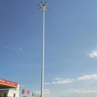 China Floodlight Tower Hot Dip Galvanized Steel High Mast Lighting Tower with Internal Climbing Ladder and Maintenance Platform for sale
