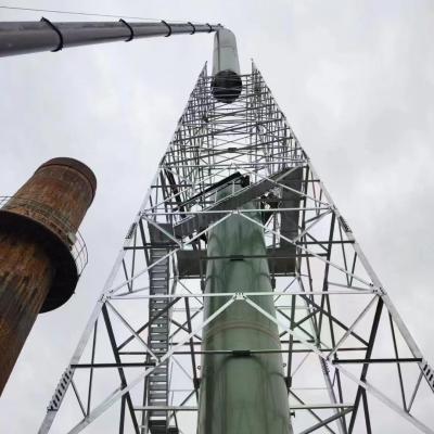 China Chimney Tower Steel Support with Custom Height and Corrosion Resistant Coating for Industrial Waste Gas Emission Systems for sale