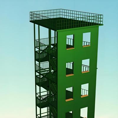 China Training Tower Customized Height 12 to 35 Meters Hot Dip Galvanized Carbon Steel Fire Fighting Exercise Tower with Protective Fence for sale