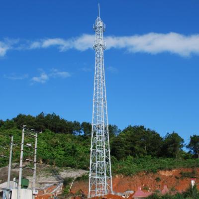 China Hot dip galvanized angle steel tower with strong wind and earthquake resistance ensuring telecommunication infrastructure for sale