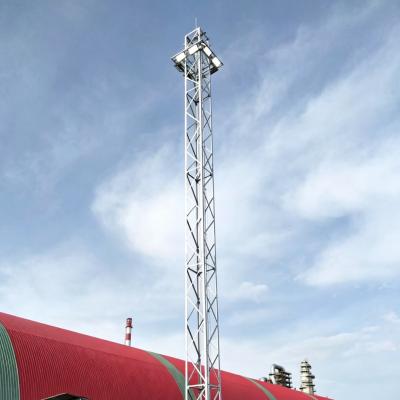 China Floodlight Tower High Mast Lighting Tower with Robust Lattice Angle Steel Design and Configurable High Power LED Floodlights for sale