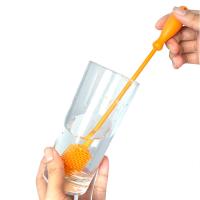 China 24cm Sharp Head Silicone Bottle Brush Reusable Multicolor Dishwasher Safe for sale
