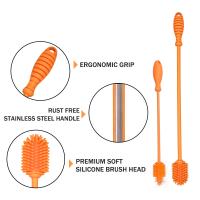 China Multicolor Silicone Bottle Cleaner Reusable , BPA Free Silicone Milk Bottle Brush for sale