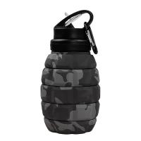 China Camouflage Silicone Water Bottle Collapsible Leakproof With Plastic Neck for sale
