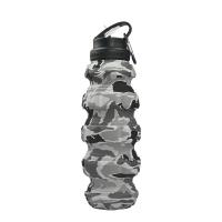 China Camouflage Silicone Water Bottle Collapsible Leakproof With Plastic Neck for sale