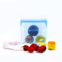 China FDA Reusable Silicone Freezer Bags , Square Silicone Storage Pouches 1000ml B Style for sale