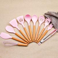 China 12pcs Nontoxic Silicone And Wood Utensils , Lightweight Silicone Kitchen Accessories for sale